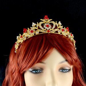 Unbranded | Accessories | Gold Tone Red Rhinestone Baroque Princess ...
